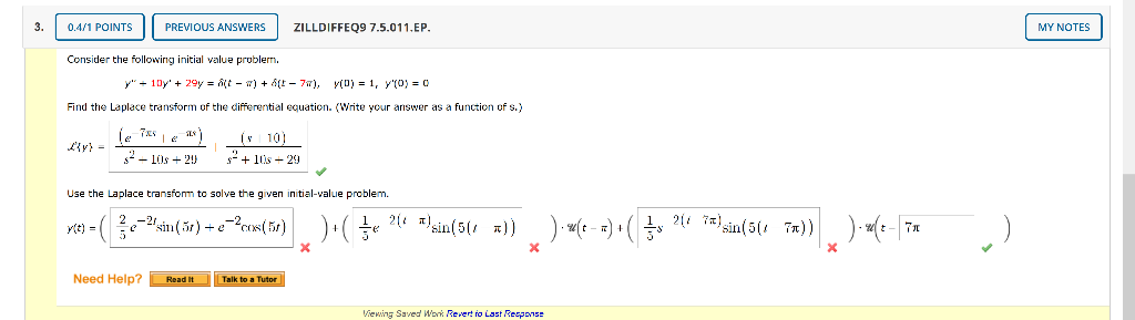 Solved 0.4/1 POINTS PREVIOUS ANSWERS ZILLDIFFEQ9 7.5.011.EP. | Chegg.com