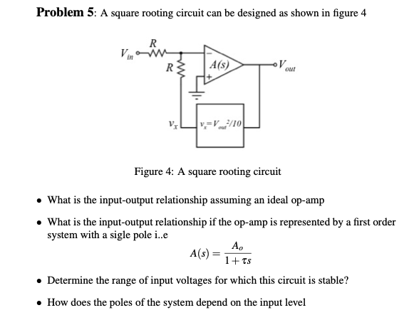 Solved Problem 5: A square rooting circuit can be designed | Chegg.com