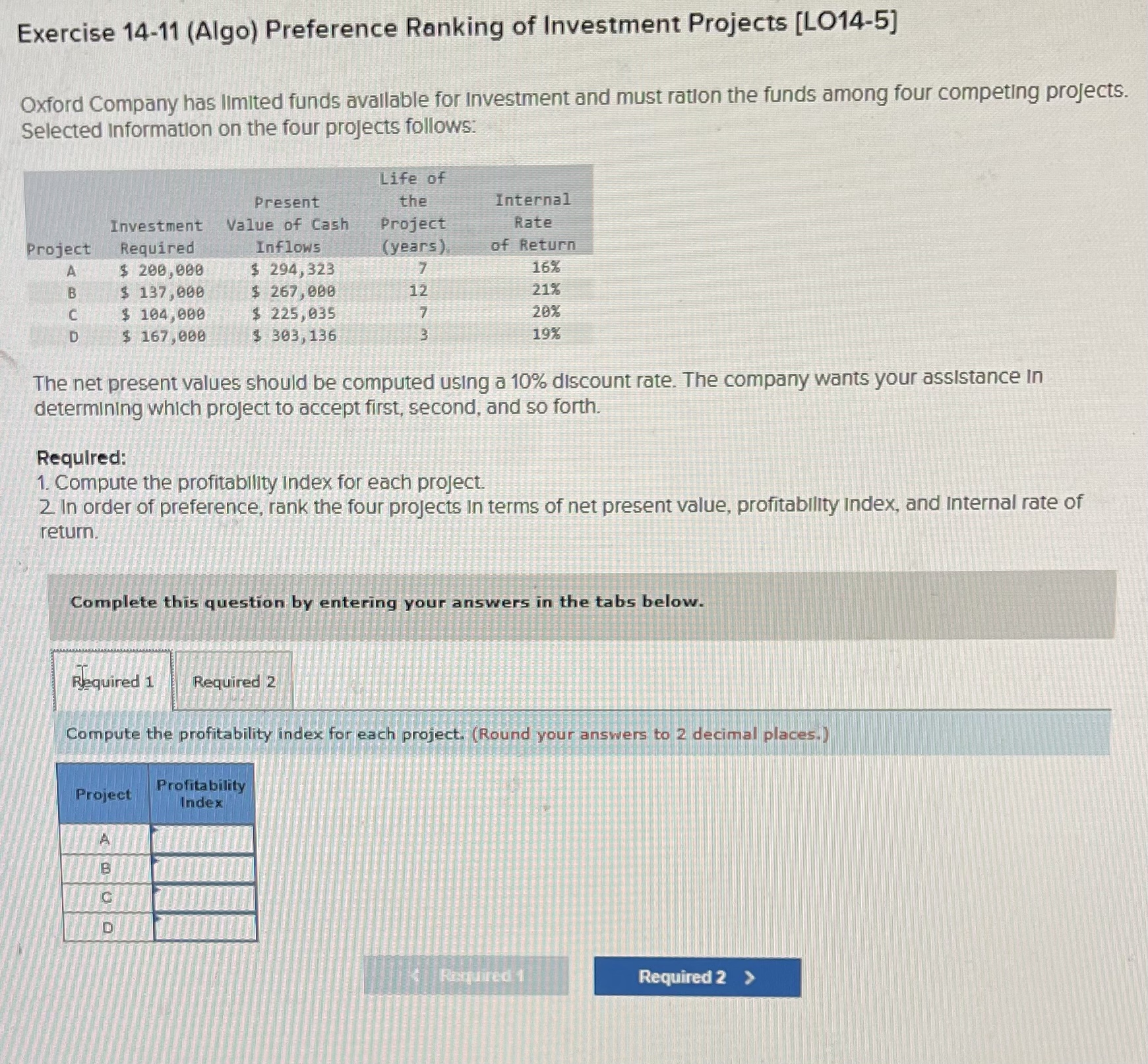Solved Exercise 14-11 (Algo) ﻿Preference Ranking of | Chegg.com
