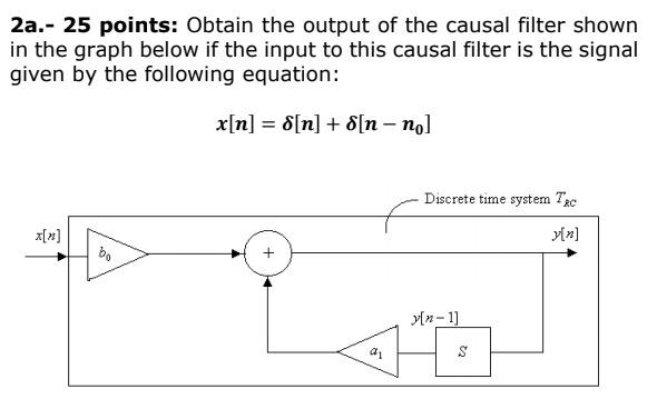 Solved 2a.- 25 points: Obtain the output of the causal | Chegg.com