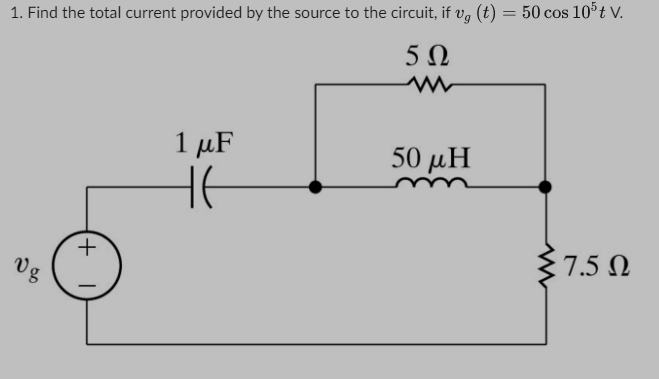 Solved 1. Find the total current provided by the source to | Chegg.com