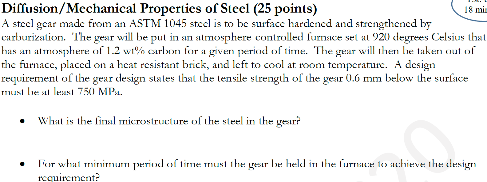 Solved SAE 1045 Chemical composition: C=0.45%, Mn=0.75%, | Chegg.com