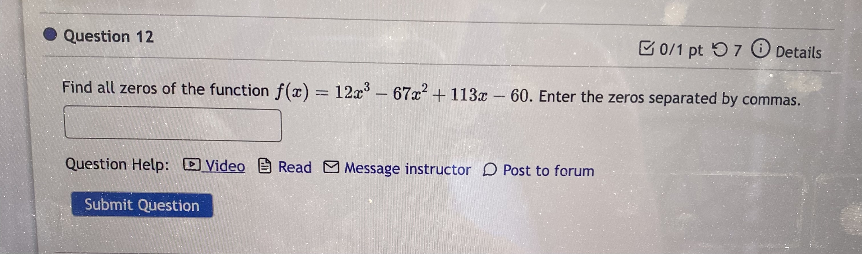 Solved Question 12Find all zeros of the function | Chegg.com