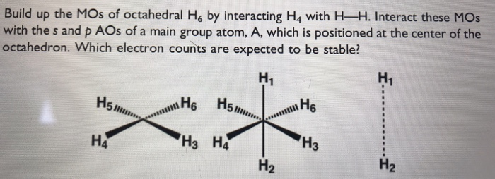 Build up the MOs of octahedral H6 by interacting H4 | Chegg.com