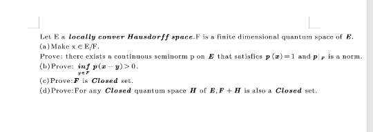 Solved Let E a locally conver Hausdorff space. F is a finite | Chegg.com