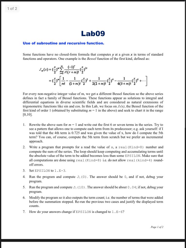 1 of 2 Lab09 Use of subroutine and recursive | Chegg.com