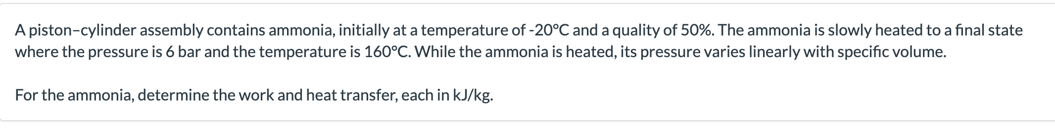 Solved A piston-cylinder assembly contains ammonia, | Chegg.com