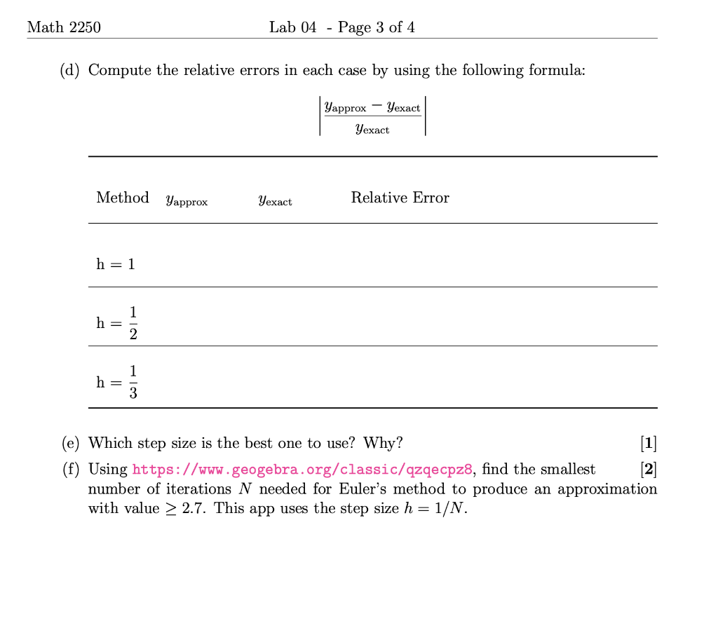 Solved 1. Approximating Euler's Number [15 points] Consider | Chegg.com