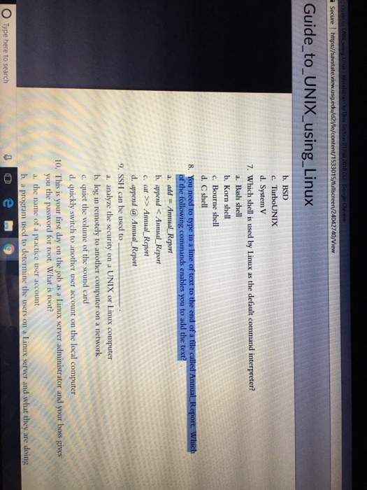 Solved 4042740/View Guide to UNIX_using.Linux b. BSD c. | Chegg.com