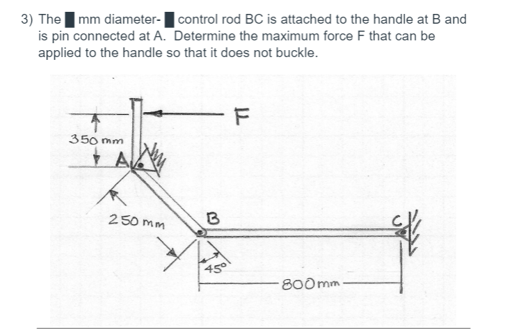 Solved 3) Themm diameter-control rod BC is attached to the | Chegg.com
