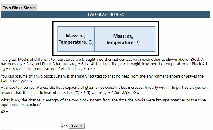 Solved Two Glass Blocks TWO GLASS BLOCKS Mass: m | Chegg.com
