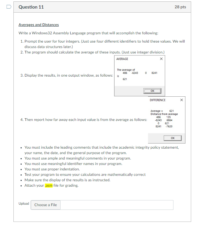 Solved Write a Windows32 Assembly Language program that will | Chegg.com