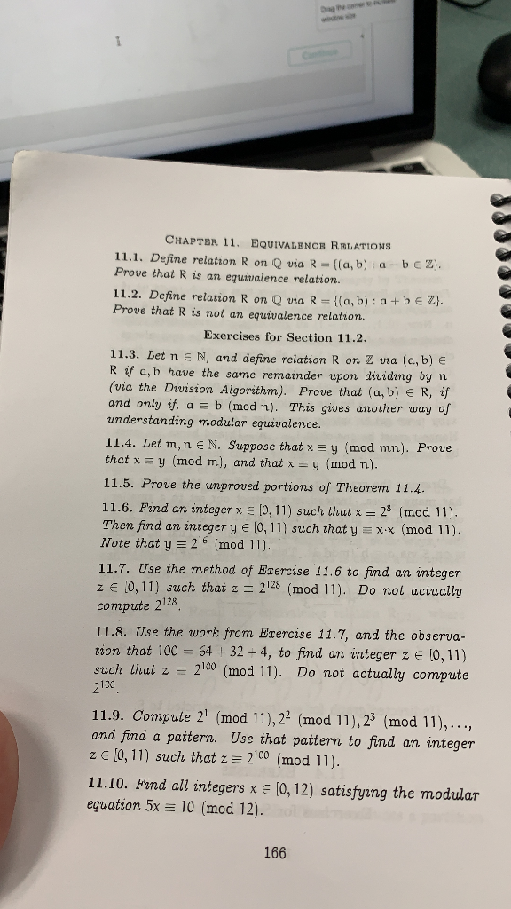 Solved CHAPTER 11. EQUIVALENCE RELATIONS 11.1. Define | Chegg.com