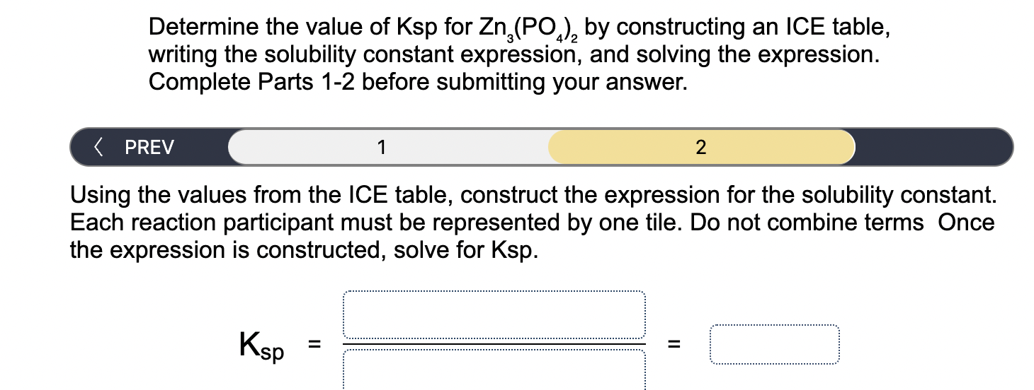 Solved Determine the value of Ksp for Zn (PO) by | Chegg.com