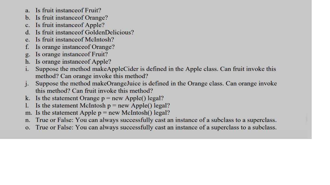 Solved Steps Create five java classes with the given | Chegg.com