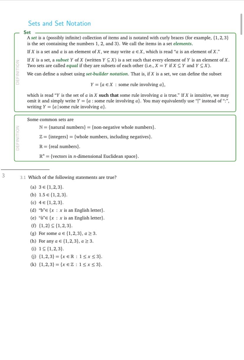 Solved A set is a (possibly infinite) collection of items | Chegg.com