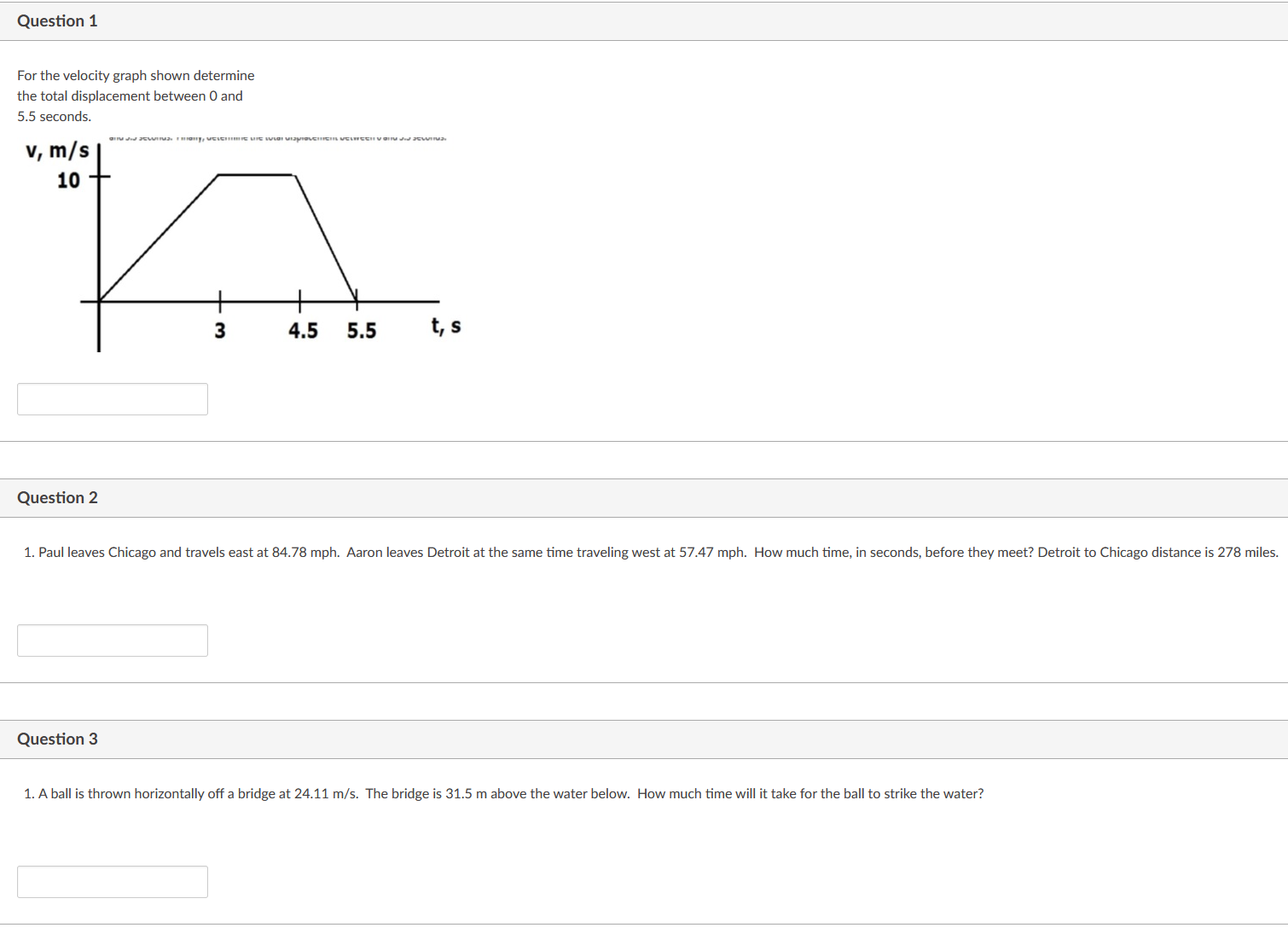 Solved For the velocity graph shown determine the total | Chegg.com