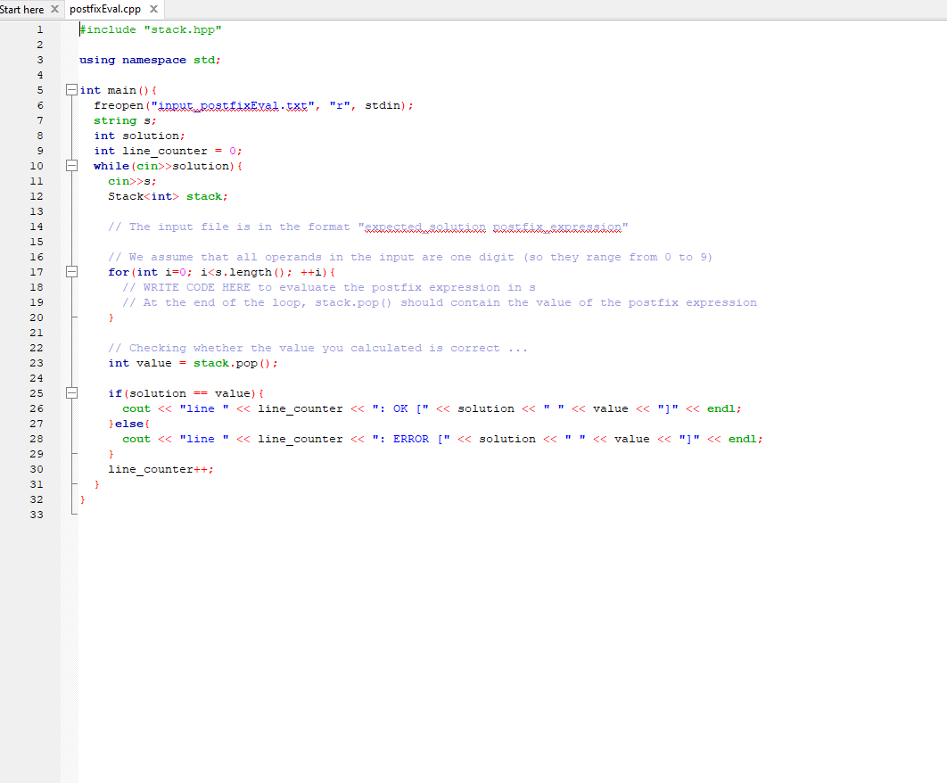 Solved 6 Start here X postfix Eval.cpp X 1 #include | Chegg.com