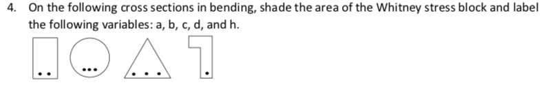 Solved 4. On the following cross sections in bending, shade | Chegg.com