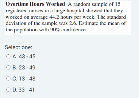 Solved Overtime Hours Worked A random sample of 15 | Chegg.com