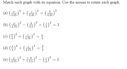 Solved Match each graph with its equation. Use the mouse to | Chegg.com