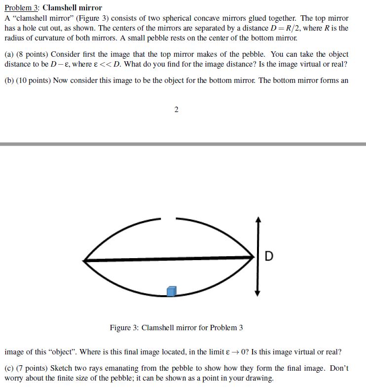 Solved Problem 3: Clamshell mirror A “clamshell mirror” | Chegg.com