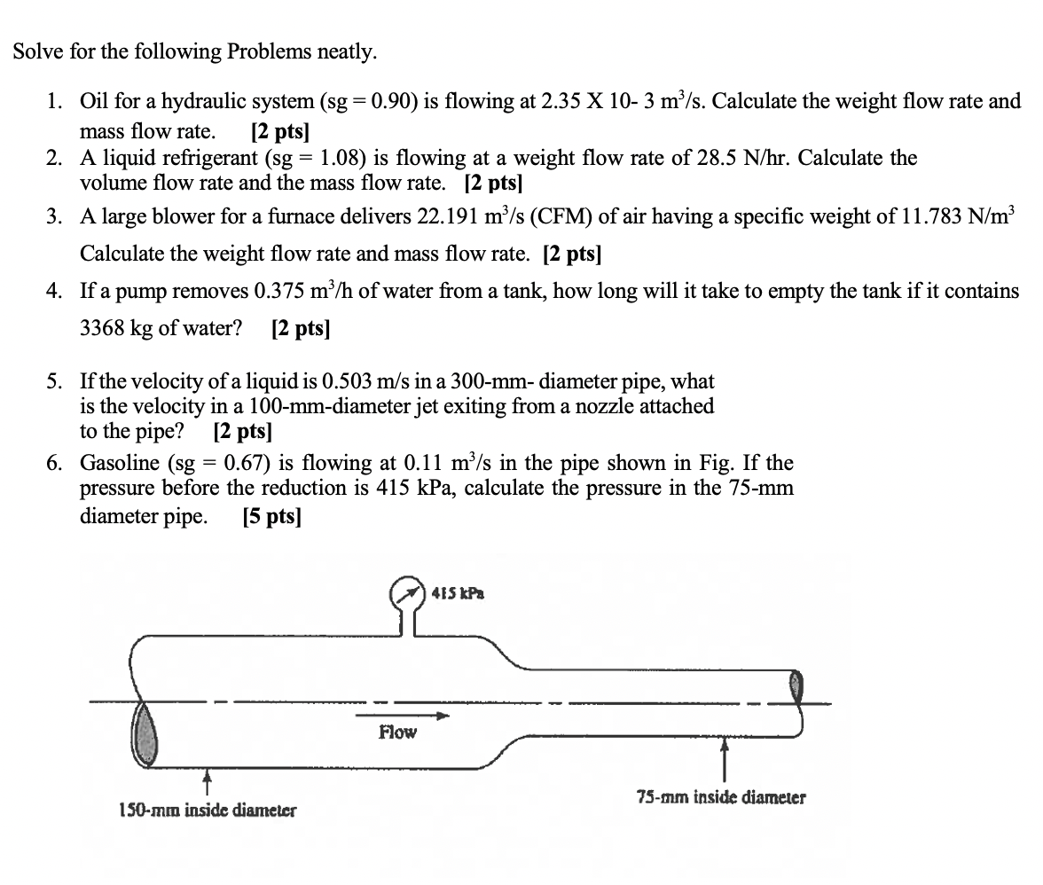 Solved Solve for the following Problems neatly. 1. Oil for a | Chegg.com