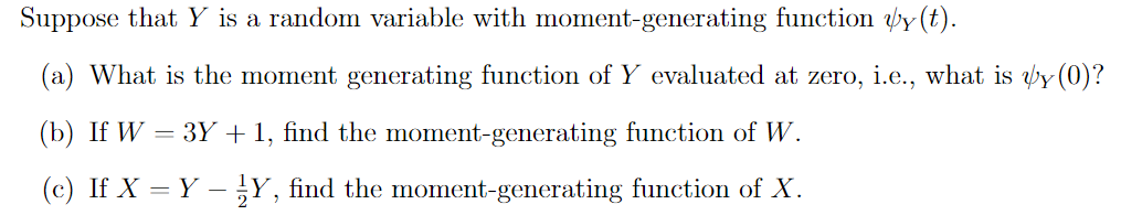 Solved Suppose that Y is a random variable with | Chegg.com