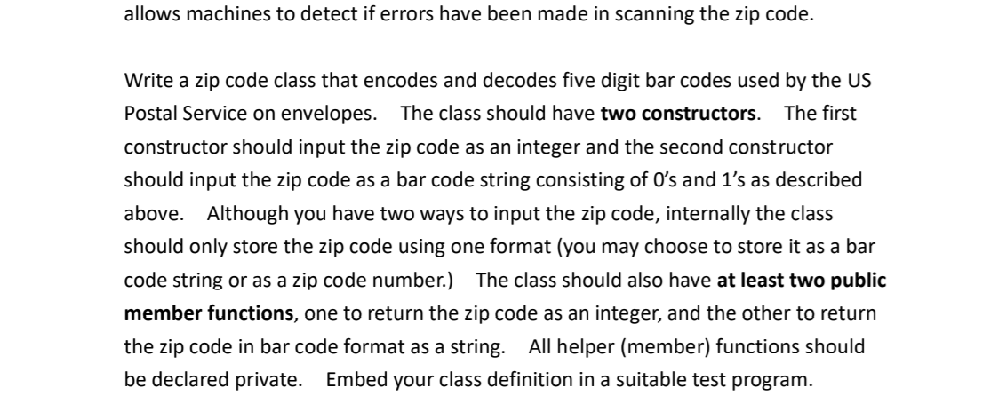 Solved The bar code on an envelope used by the US Postal | Chegg.com