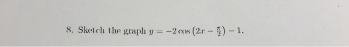 Solved 8. Sketch the graph !に-2cos (2x-2)-1. | Chegg.com