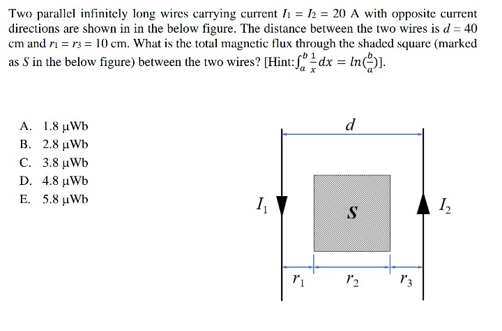 Solved Two parallel infinitely long wires carrying current | Chegg.com