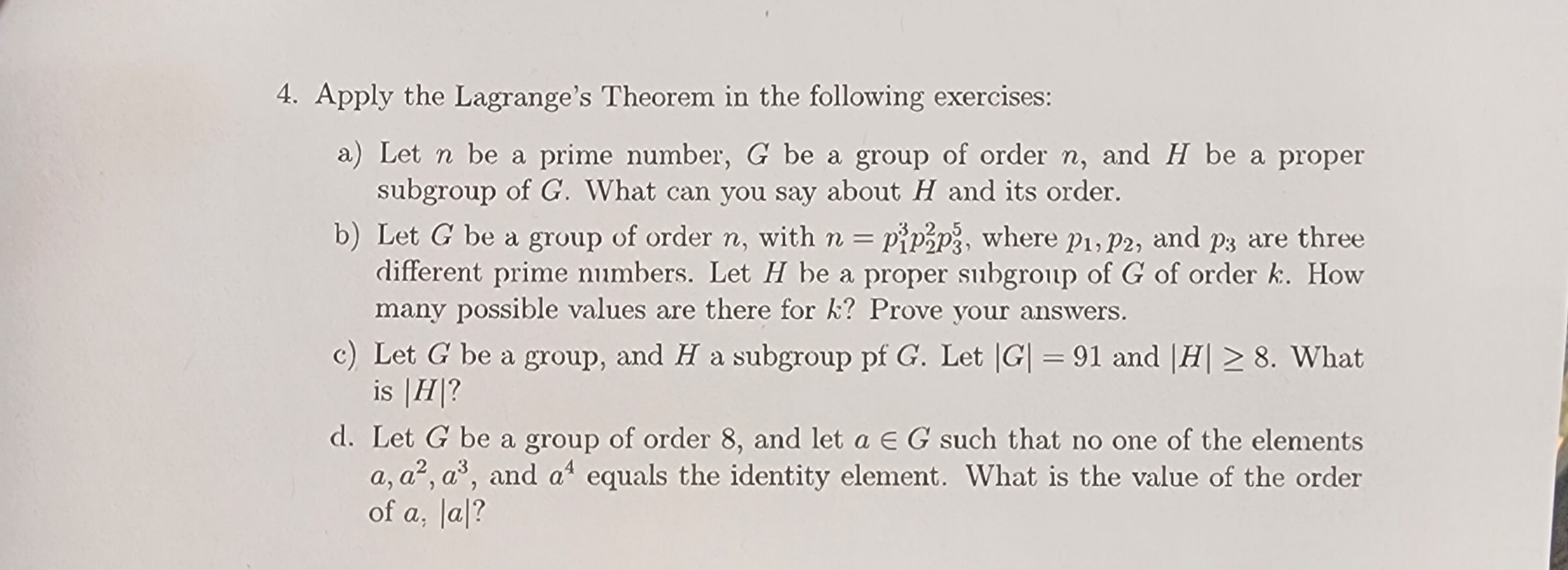 Solved 4. Apply the Lagrange's Theorem in the following | Chegg.com