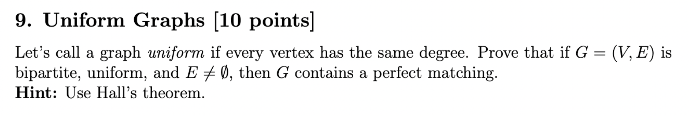 Solved 9. Uniform Graphs (10 points] Let's call a graph | Chegg.com