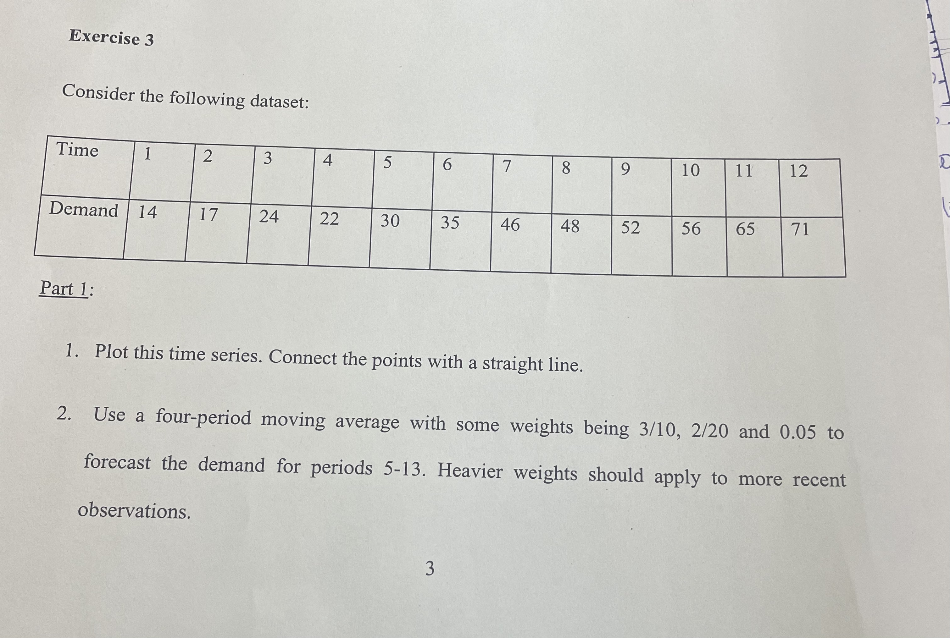 Solved Exercise 3\\nConsider the following dataset:\\nPart | Chegg.com