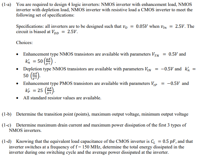 inverter with depletion load, NMOS inverter with | Chegg.com inverter with depletion load, NMOS inverter with | Chegg.com