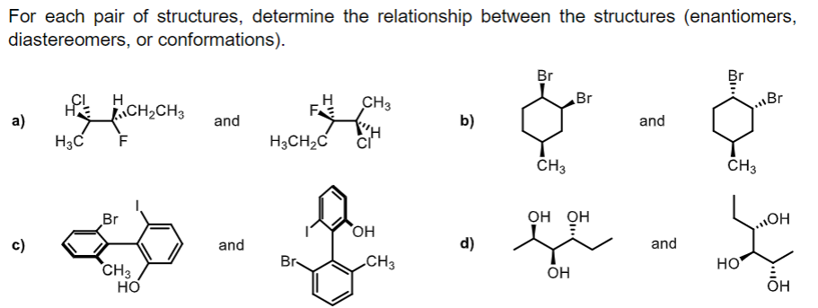 Solved For each pair of structures, determine the | Chegg.com