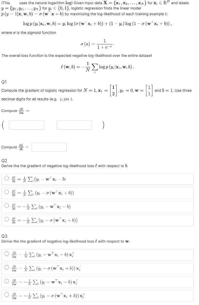 Solved (This uses the natural logarithm log) Given input | Chegg.com