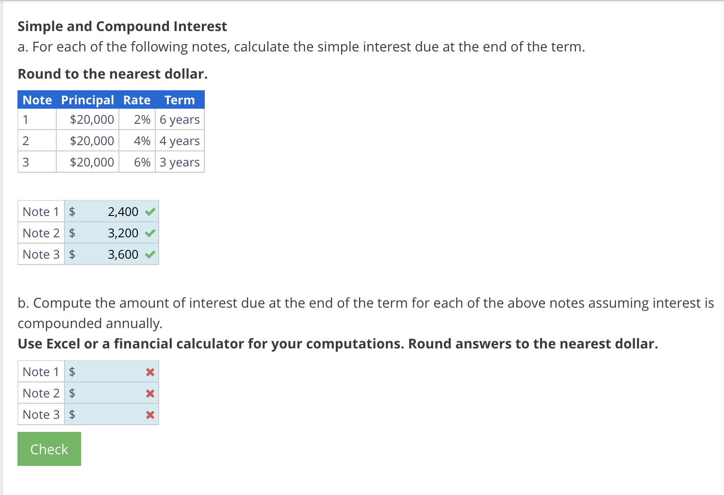 Solved Simple and Compound Interest a. For each of the | Chegg.com