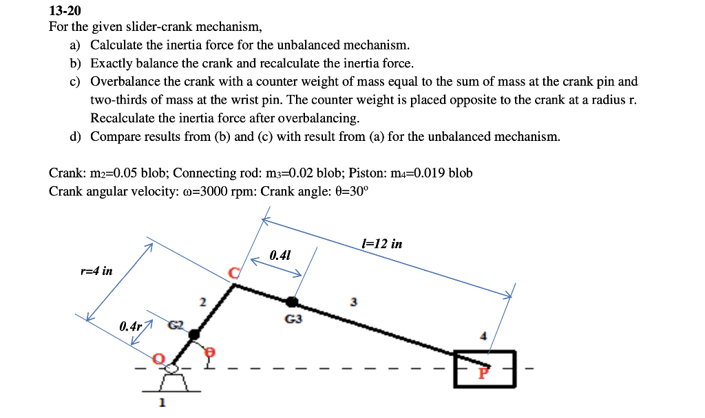 Solved 13−20 For the given slider-crank mechanism, a) | Chegg.com
