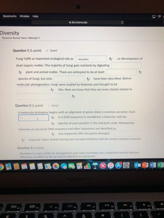 Solved Bookmarks Window Help d2l.arizona.edu Diversity | Chegg.com