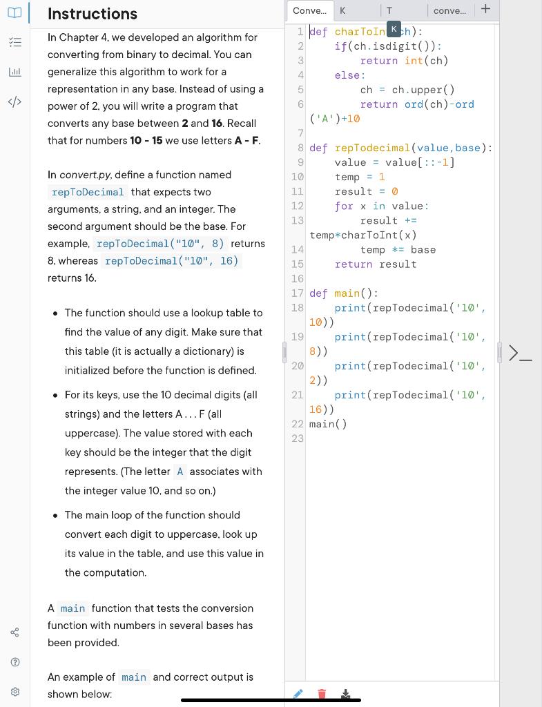 Solved Instructions Conve K Conve LI Else In Chegg