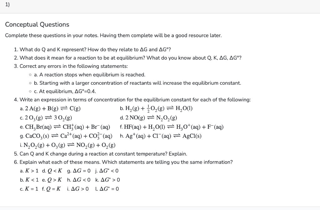 Solved 1) Conceptual Questions Complete these questions in | Chegg.com