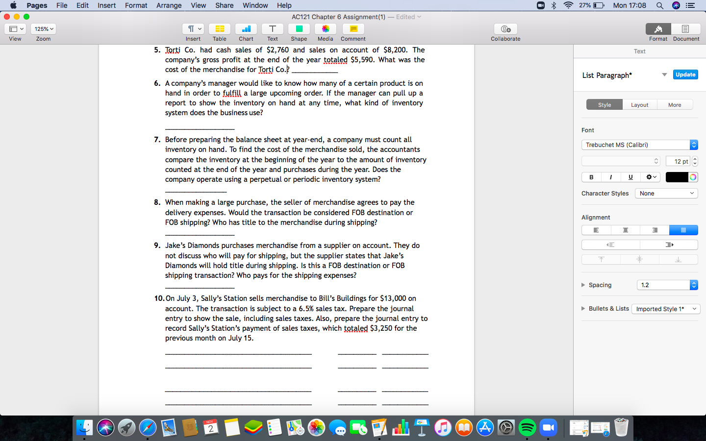 Solved Pages File Edit Insert Format * 27%D Mon 17:08 Q ! | Chegg.com