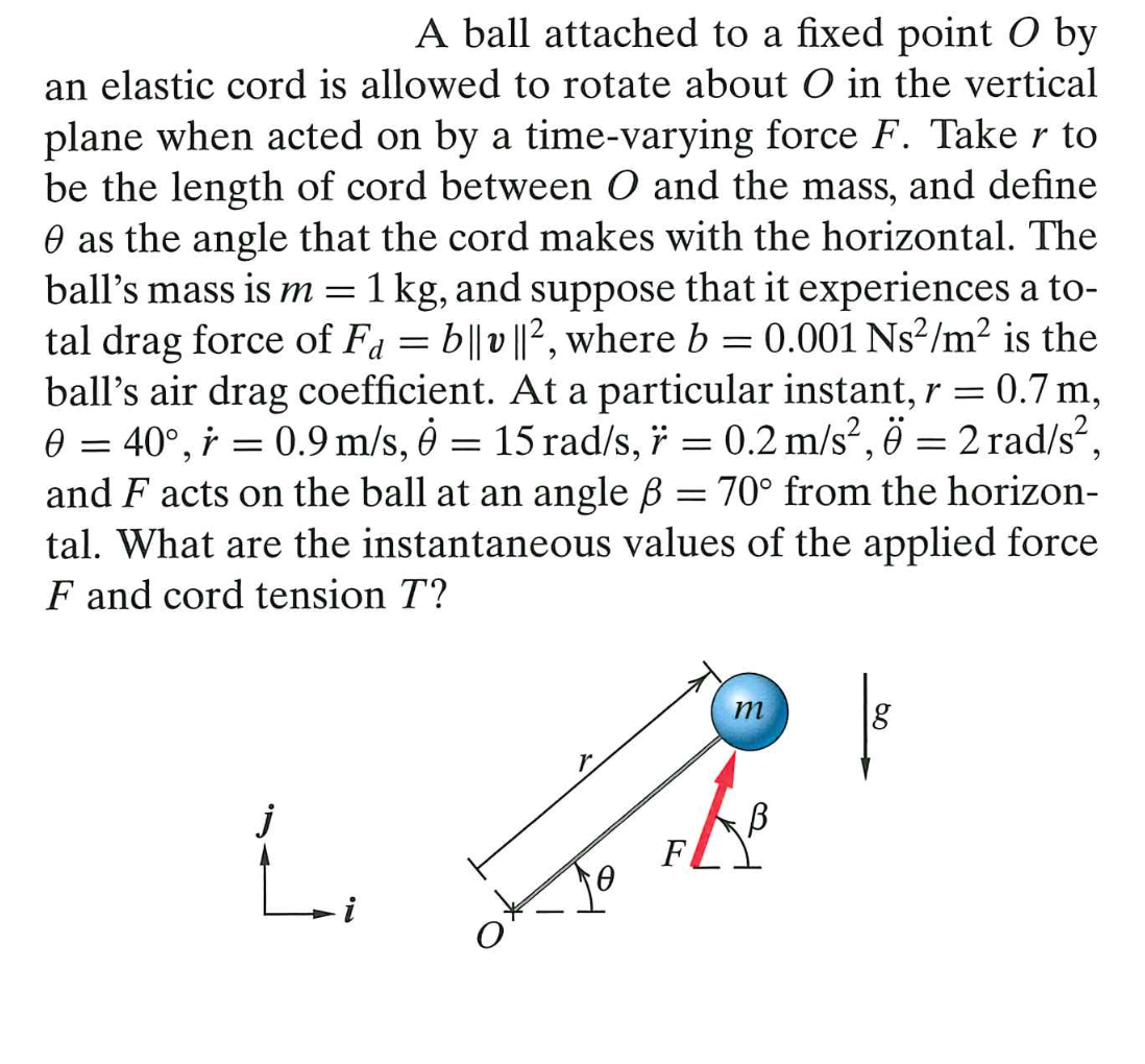 Solved A ball attached to a fixed point O by an elastic cord | Chegg.com