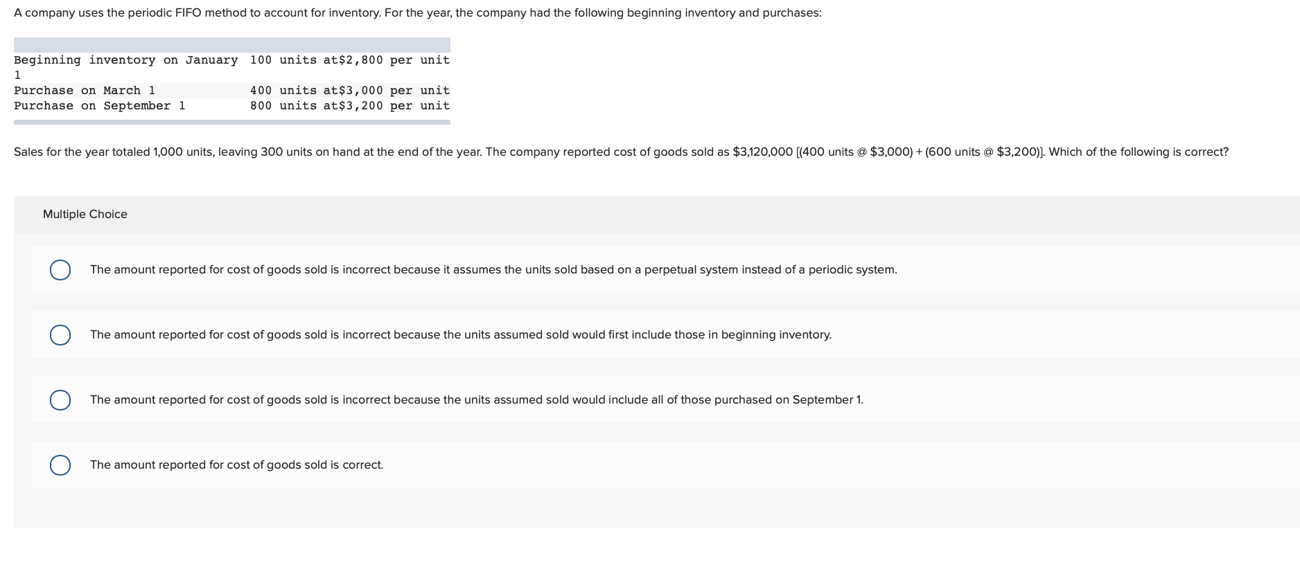Solved A company uses the periodic FIFO method to account | Chegg.com Solved A company uses the periodic FIFO method to account | Chegg.com