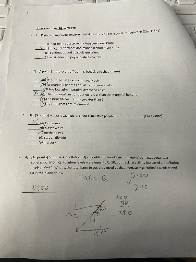 Multiple questions (Test corrections) - Environmental | Chegg.com