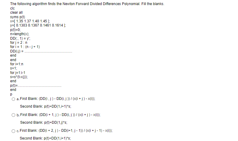 The following algorithm finds the Newton Forward | Chegg.com