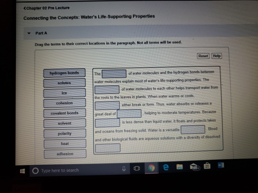 Solved Chapter 02 Pre Lecture Connecting the Concepts: | Chegg.com