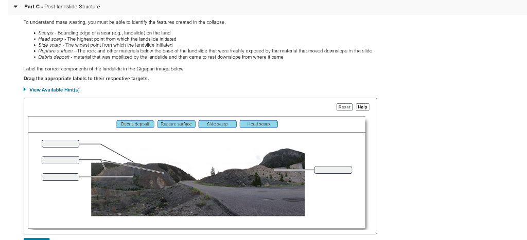 Solved Part C. Past-landslide Structure To understand mass | Chegg.com