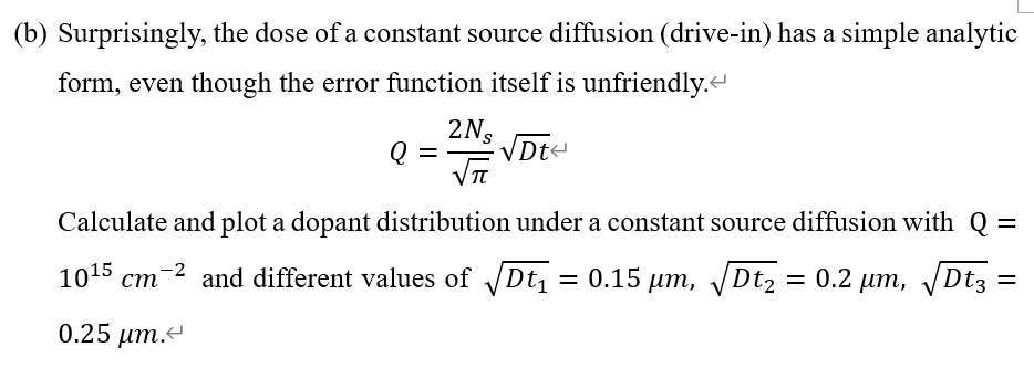 Solved 1. D ). The dopant diffusion process in | Chegg.com